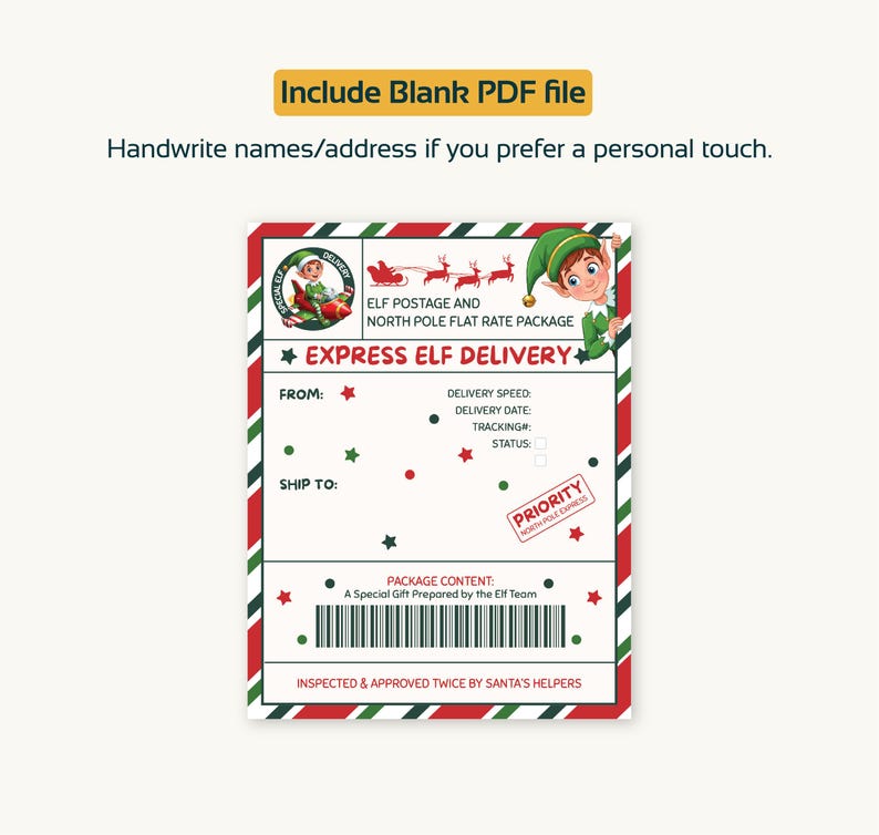 Editable Printable Canva Elf Christmas Elf Arrival Package Box Grinch ...