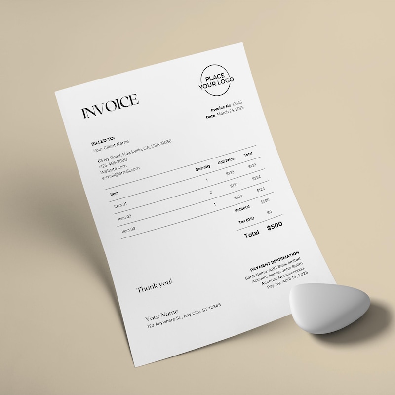 Printable Invoice' - Etsy