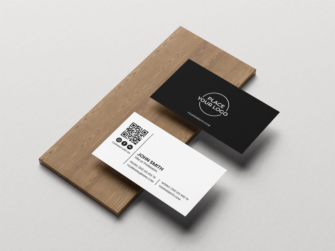Minimalist QR Code Business Card Template, Elegant & Modern Double ...