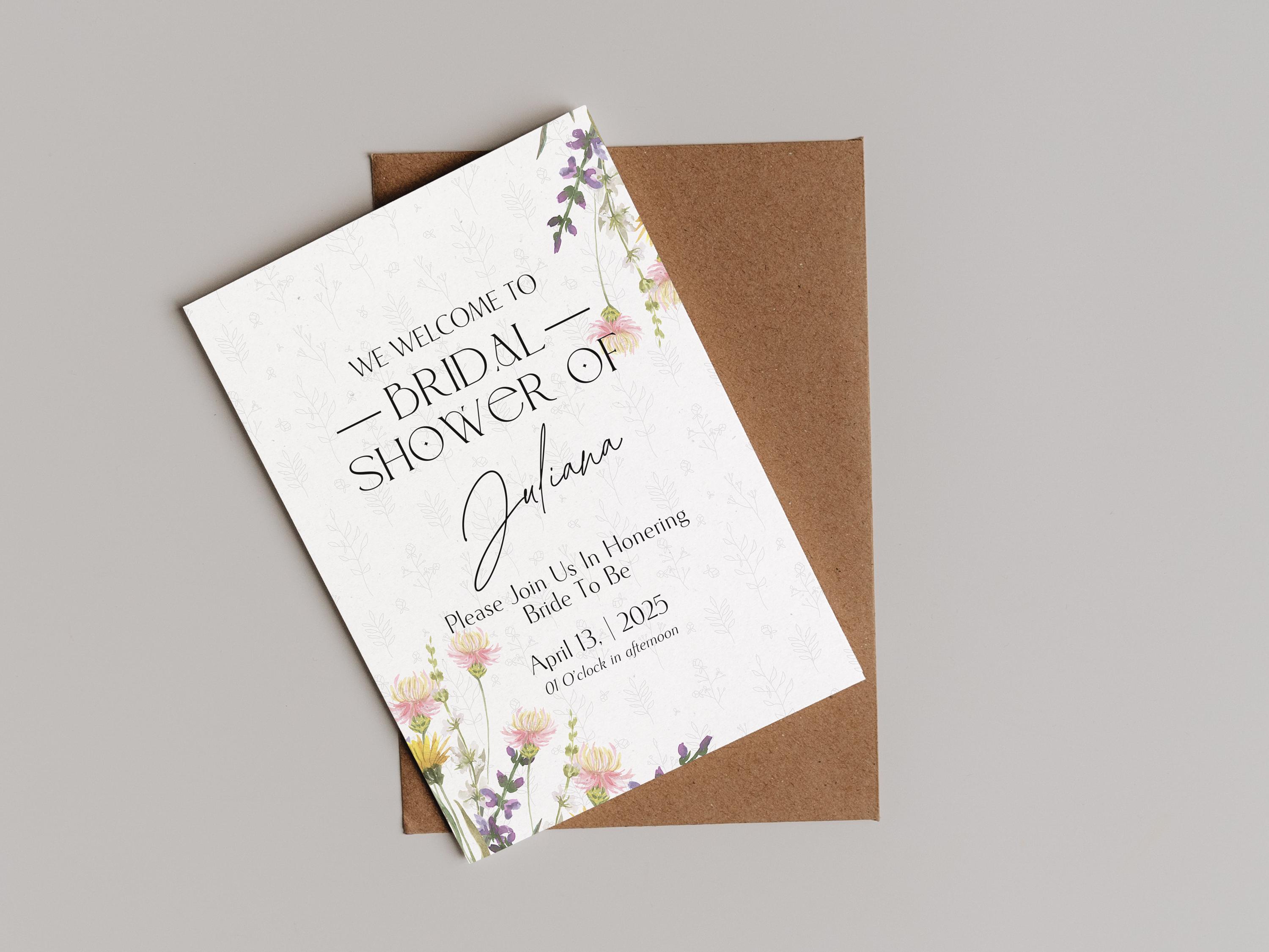 Floral Bridal Shower Invitation Template | Editable Bridal Shower ...