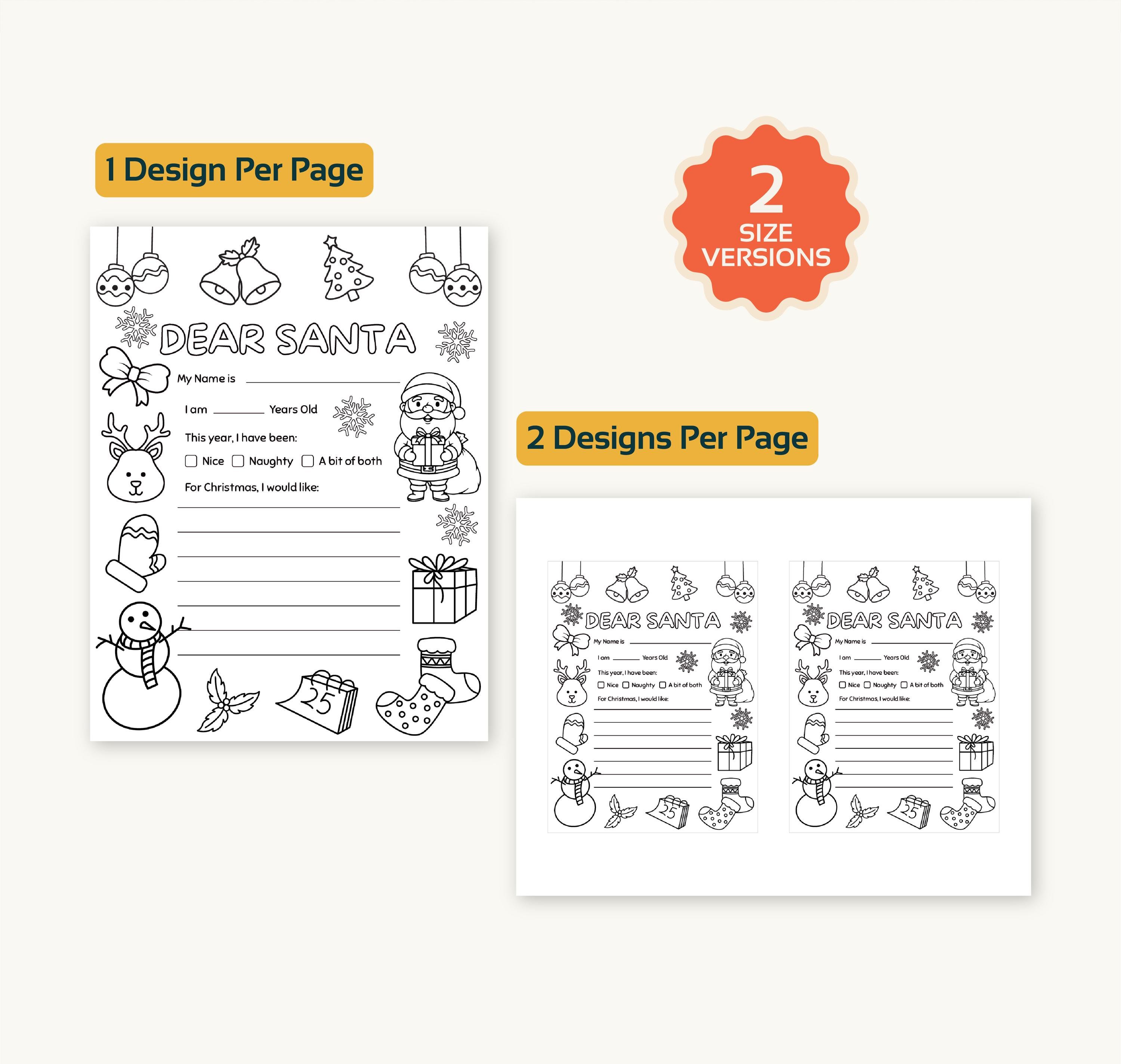 Printable Dear Santa Letter Coloring Pages & Envelope (PDF) - Etsy