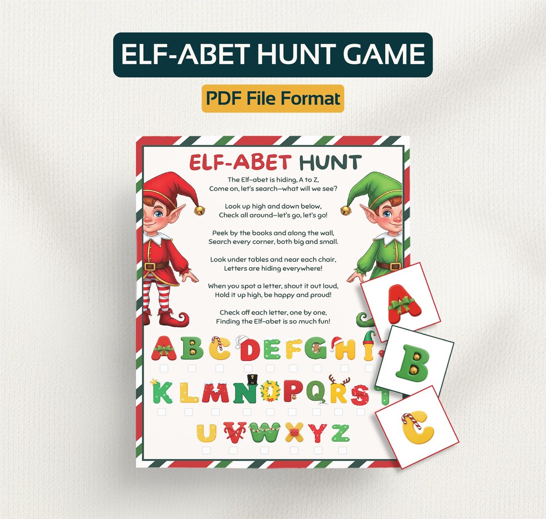 Printable Christmas Elf-abet Scavenger Hunt Alphabet Activity Game for ...