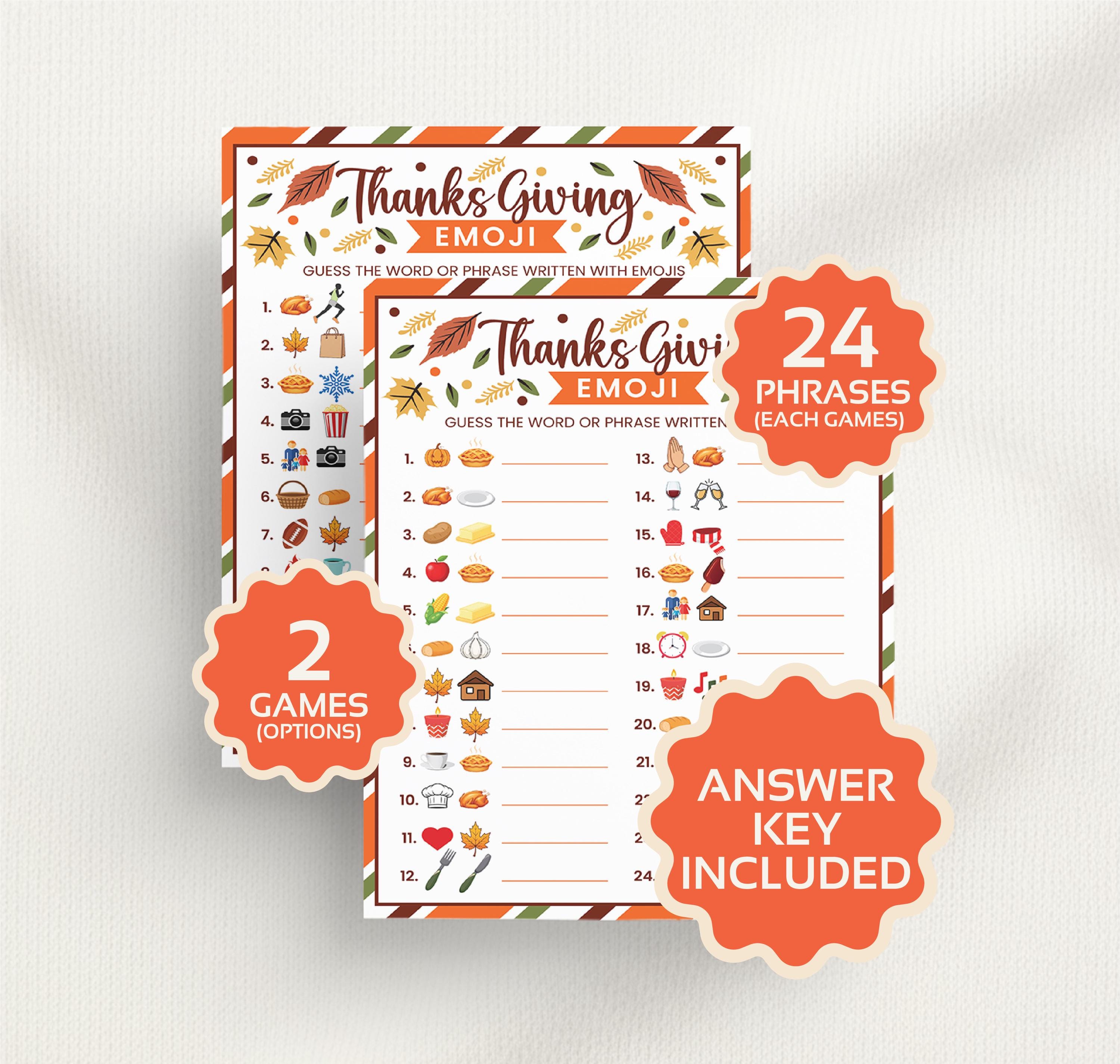 Printable Thanksgiving Activity Emoji Game for Kids and Adults Fall ...