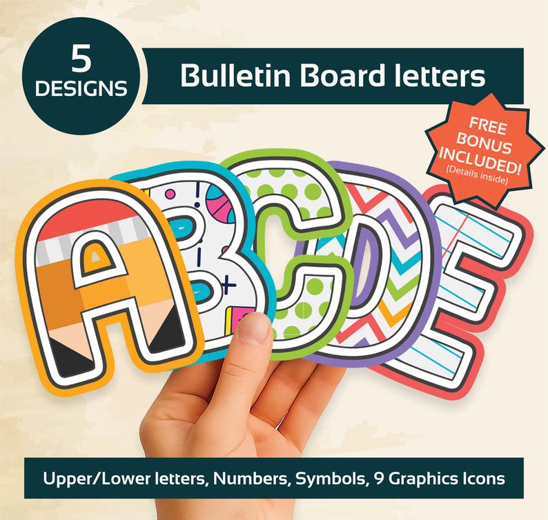 Bulletin Board Letters PNG, Printable Alphabet Letters, Classroom Decor ...