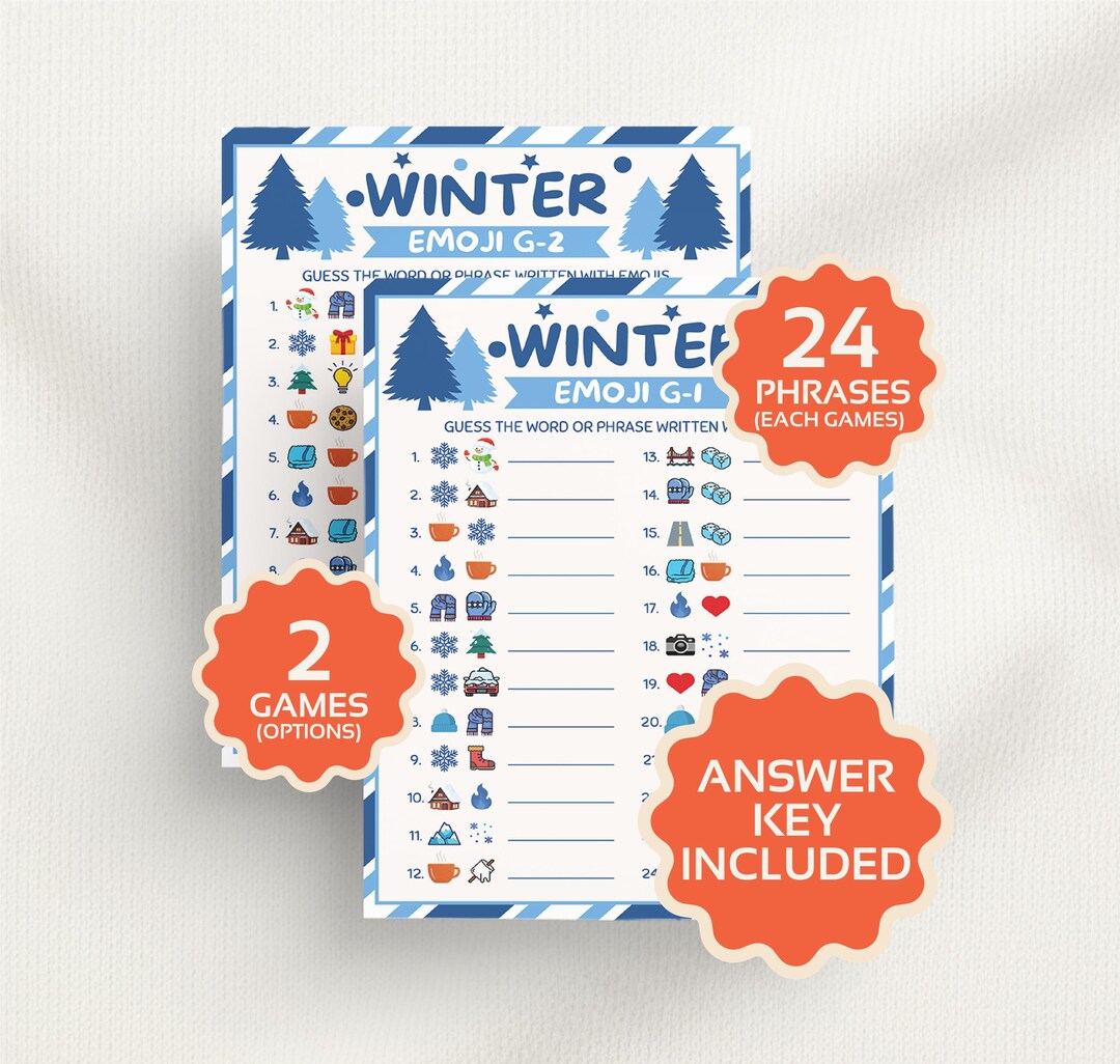 Printable Winter Emoji Game, Holiday Icebreaker Trivia Game, Guess the ...