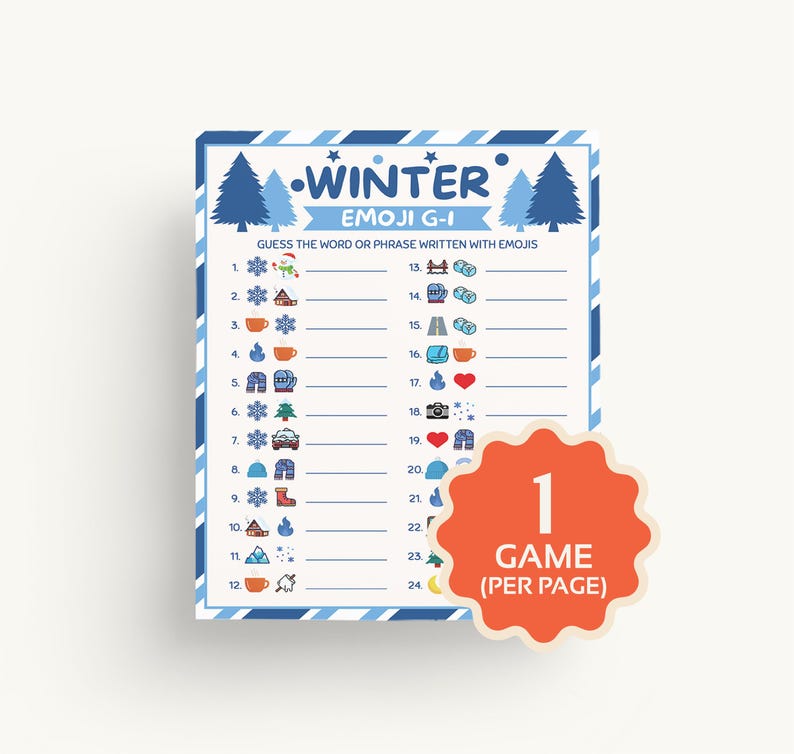 Printable Winter Emoji Game, Holiday Icebreaker Trivia Game, Guess the ...