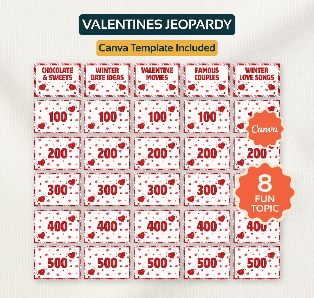 Valentine's Jeopardy Game, Editable Canva Template (PDF Printable ...