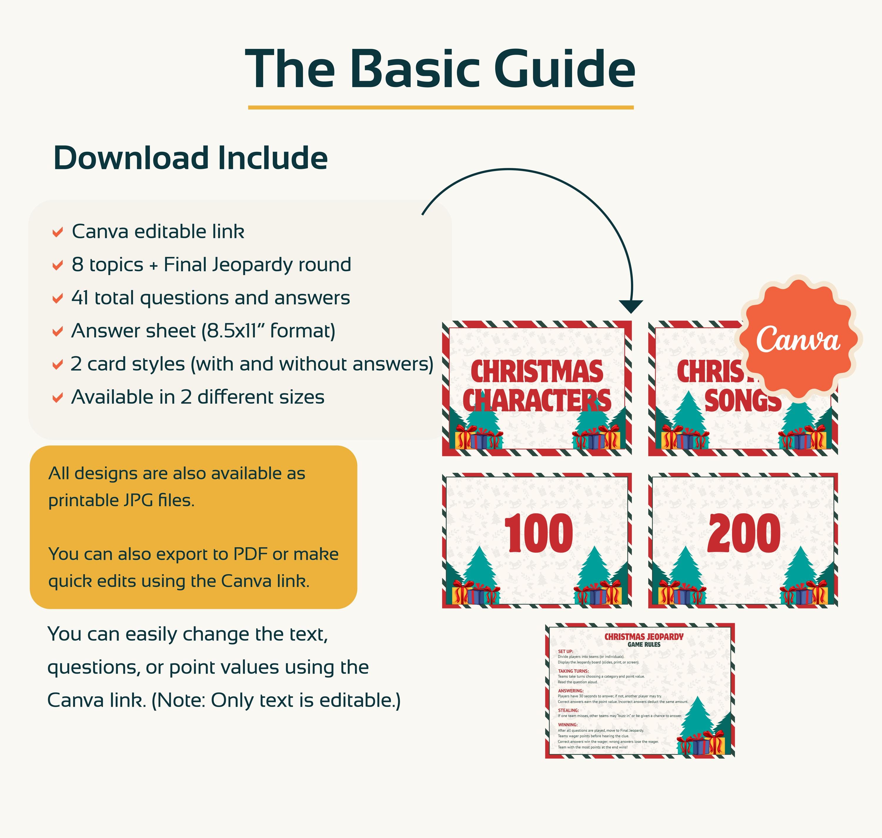 Customizable Editable Printable Christmas Jeopardy Game Template for ...