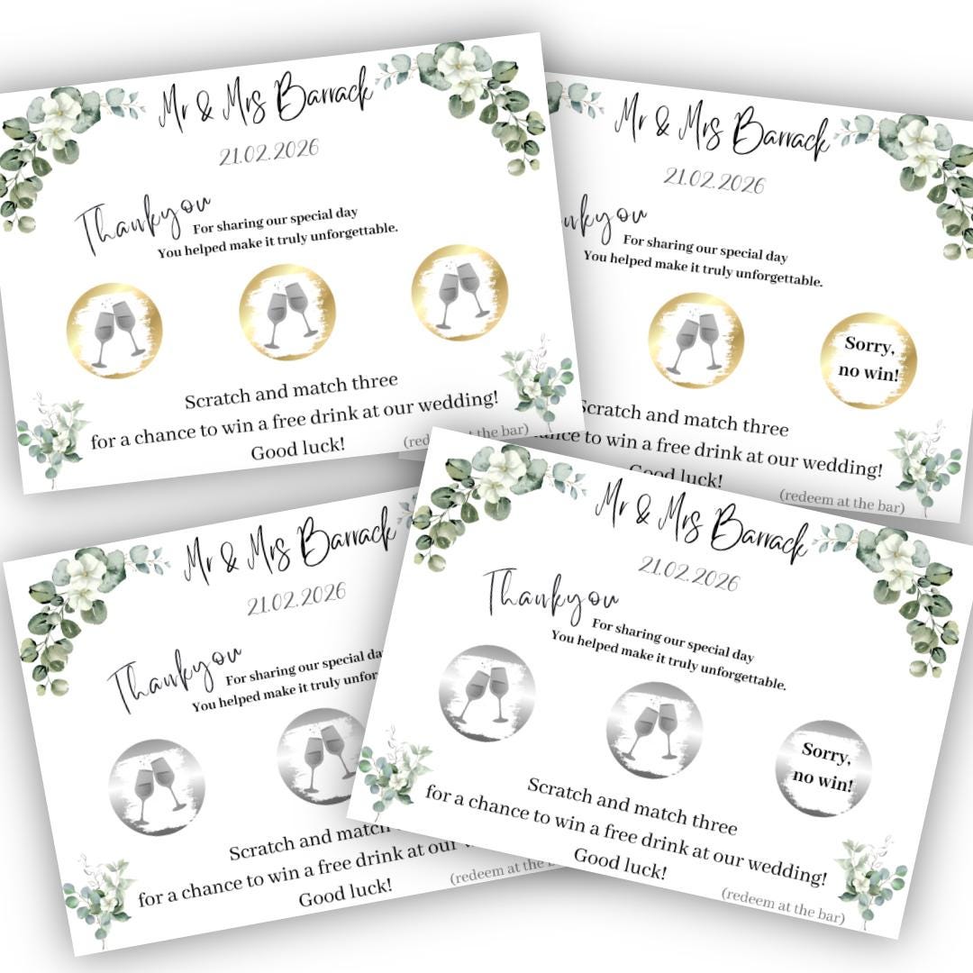 Personalised Wedding Favour Scratch Cards, Win a Drink, A6 Size - Etsy UK