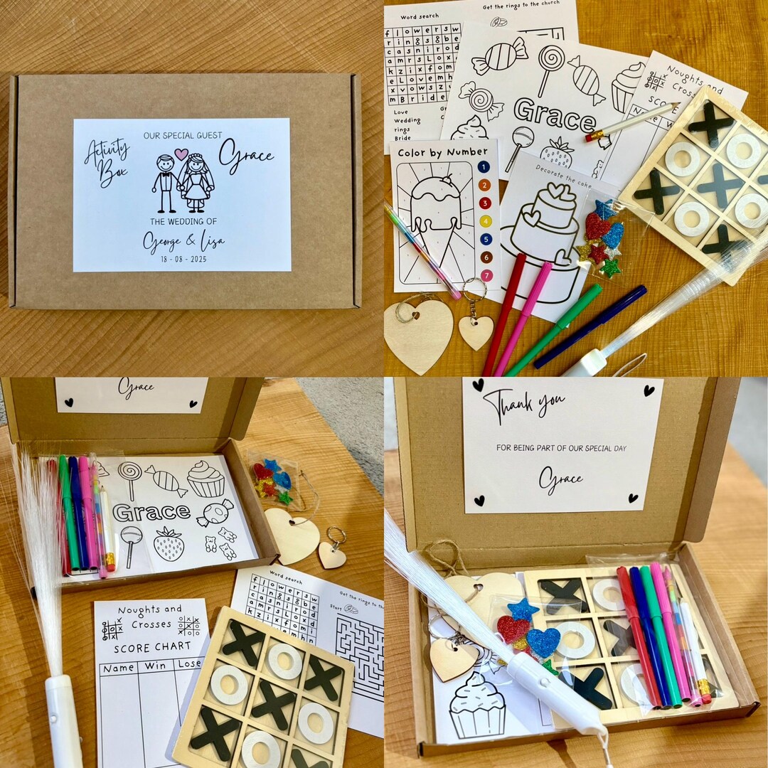 Personalised Kids Wedding Activity Box, Kids Activity Pack, Child ...