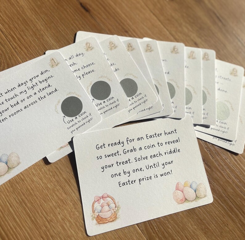 Easter Egg Hunt Clue Cards, Scratch Cards, Easter Scratch and Reveal ...