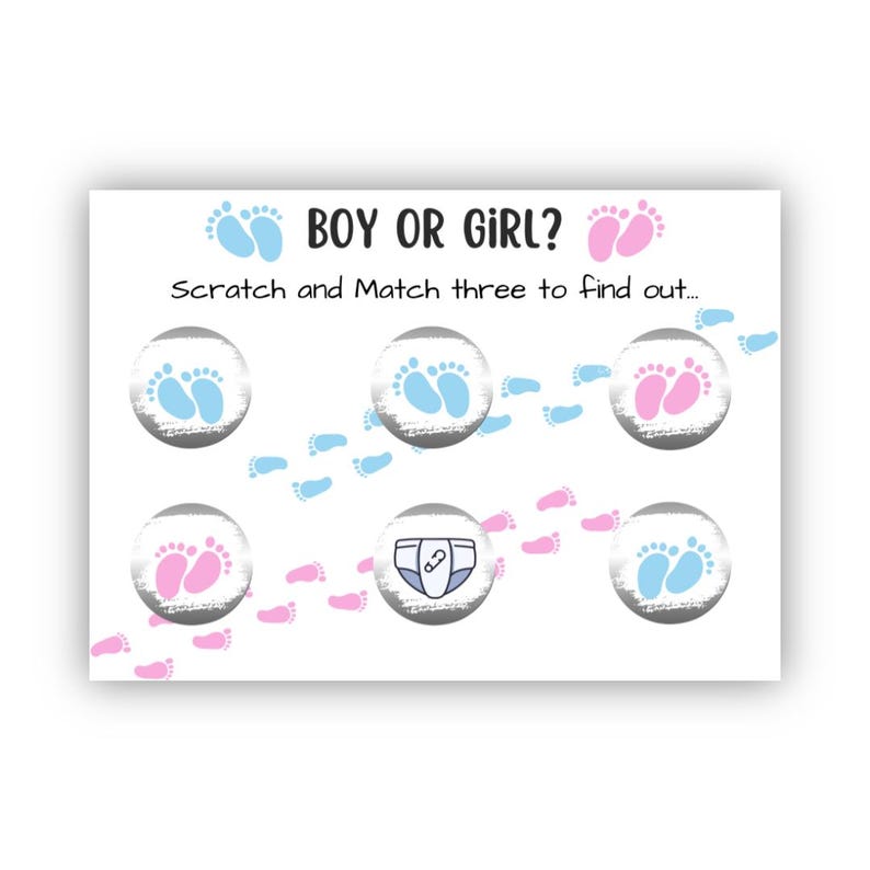 Gender Reveal Scratch Cards, Gender Reveal, Boy or Girl ? , Baby Shower ...