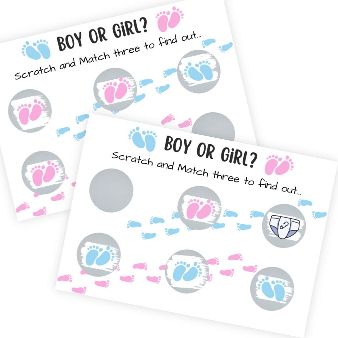 Gender Reveal Scratch Cards, Gender Reveal, Boy or Girl ? , Baby Shower ...