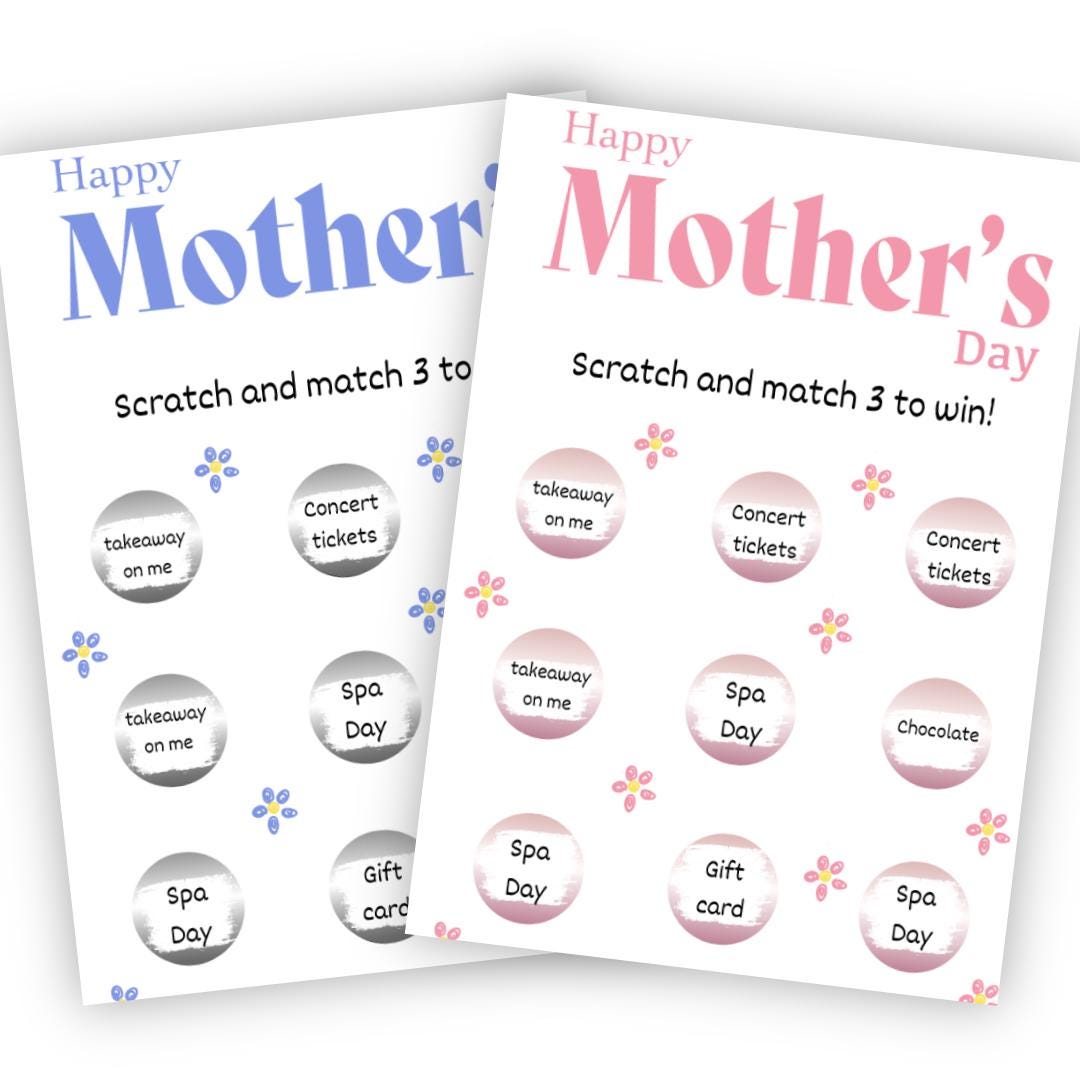 Mother's Day Scratch and Match Gift Card, Happy Mother's Day , Scratch ...