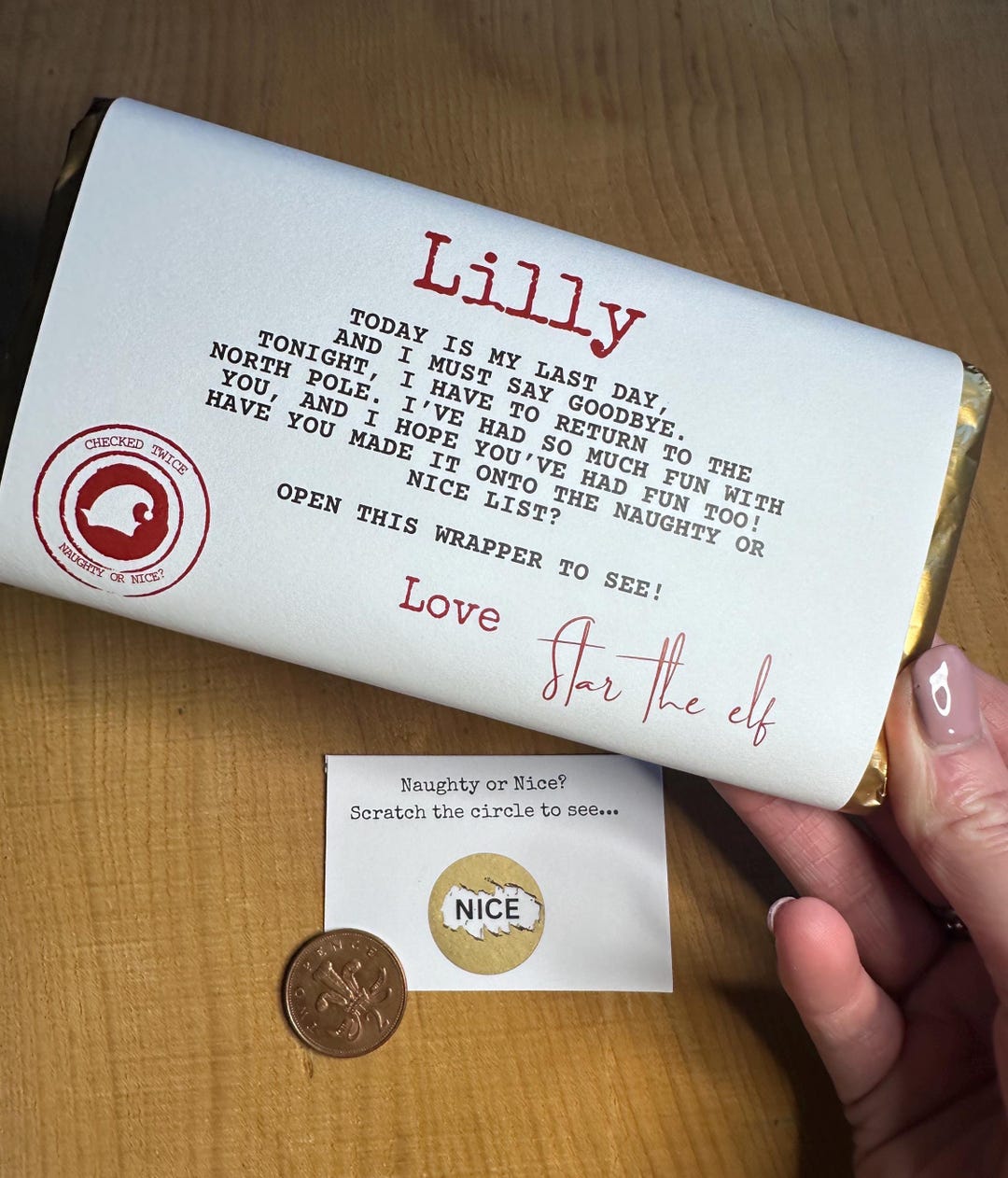 Christmas Personalised Goodbye Elf Chocolate Bar Wrapper, Novelty Gift ...