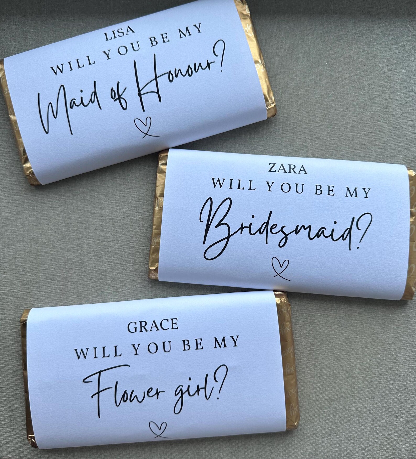 Bridesmaid Proposal Chocolate Wrapper, Personalised Chocolate Wrapper ...