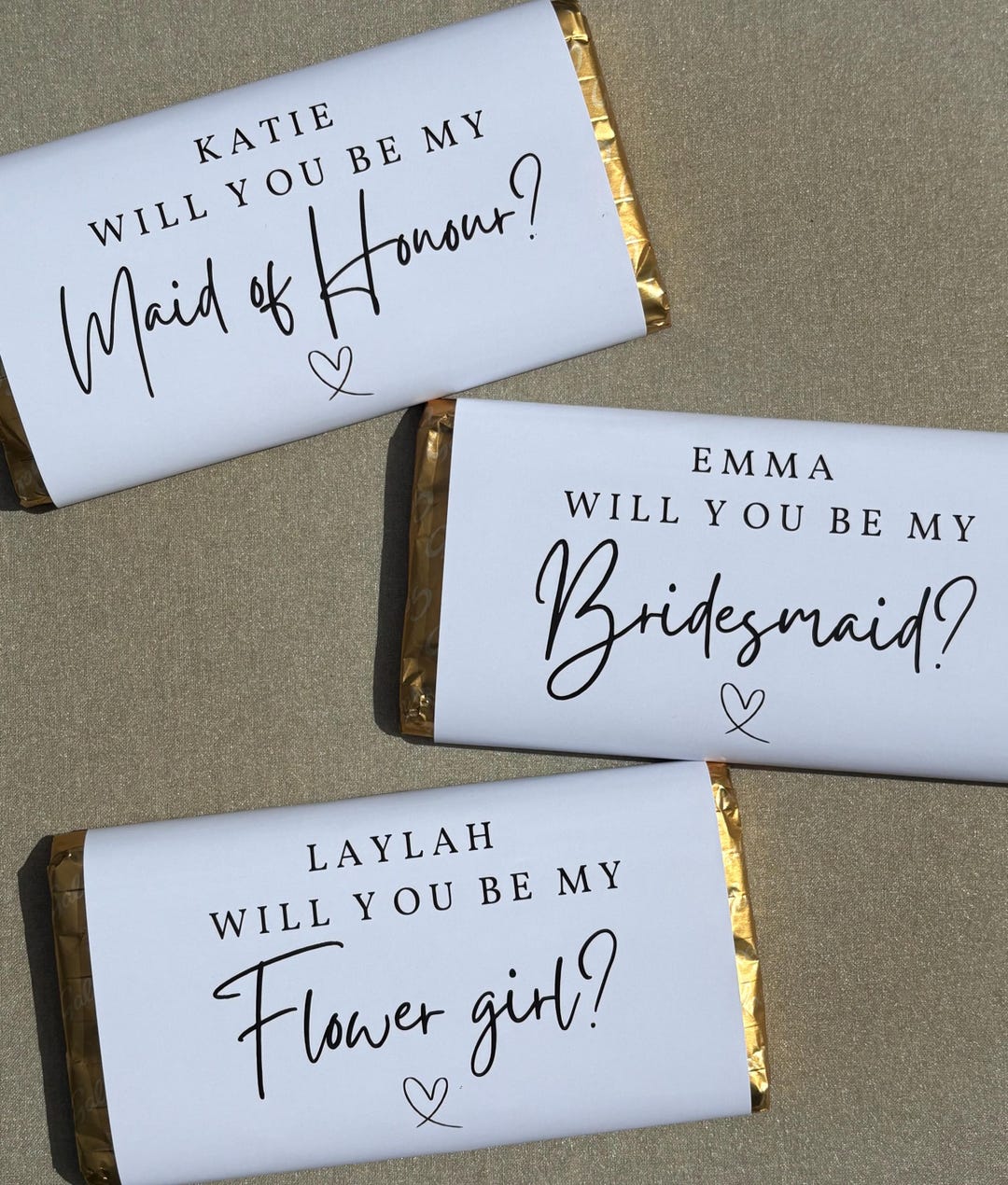 Bridesmaid Proposal Chocolate Wrapper, Personalised Chocolate Wrapper ...