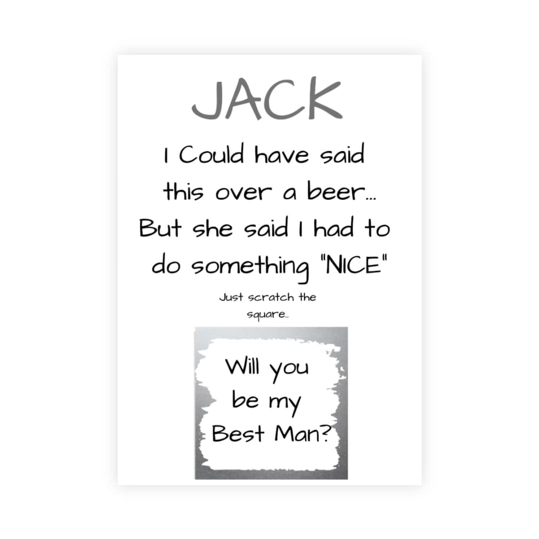 Personalised Funny / Humour Will You Be My Best Man Scratch Card. Will ...