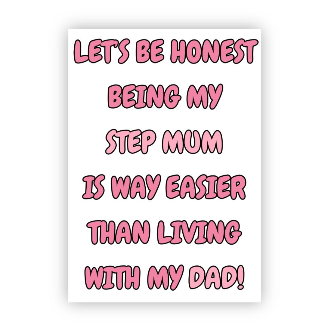 Funny Mothers Day Card, Step Mum, Mum, Happy Mothers Day Step Mum ...