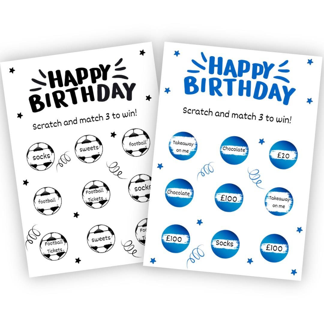 Birthday Scratch and Match Gift Card, Happy Birthday , Scratch and ...