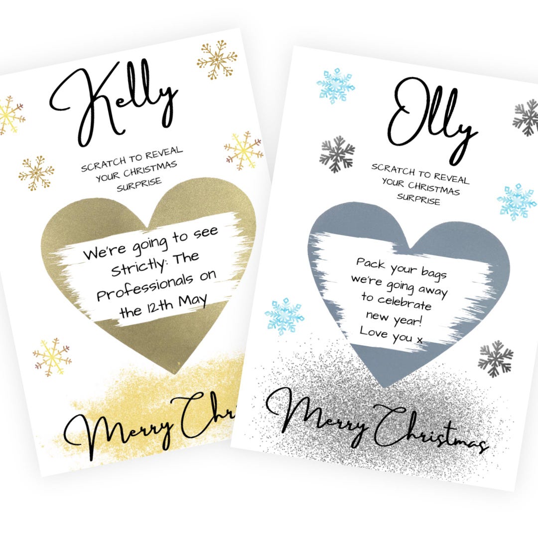 Personalised Christmas Scratch Card, Personalised Card, Merry Christmas ...