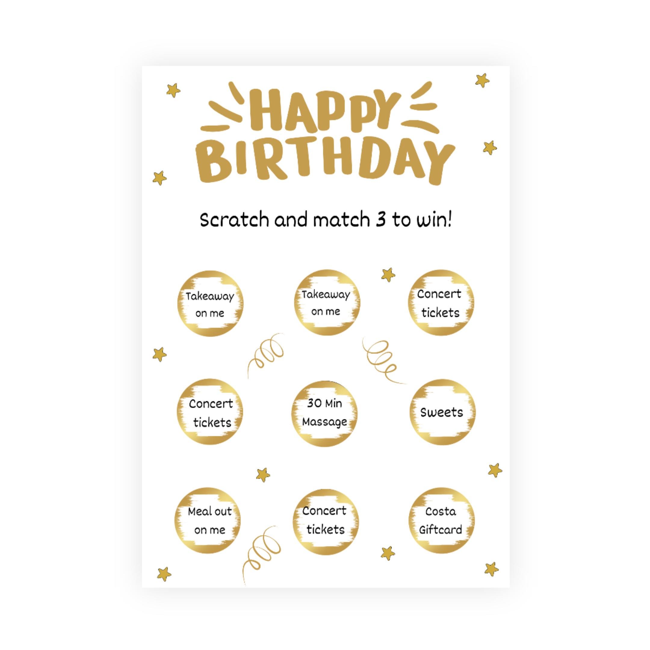 Birthday Scratch and Match Gift Card, Happy Birthday , Scratch and ...