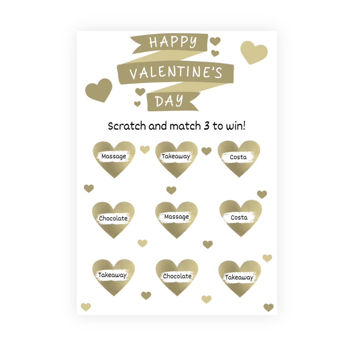 Valentine Scratch and Match Gift Card, Happy Valentines Day , Scratch ...