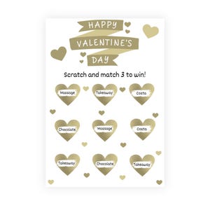 Valentine Scratch and Match Gift Card, Happy Valentines Day , Scratch ...