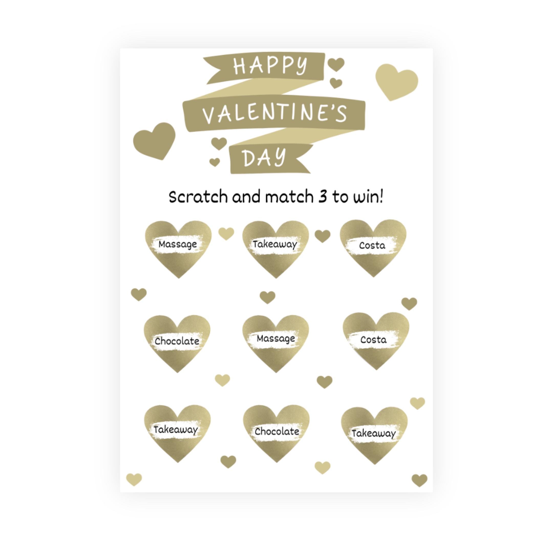 Valentine Scratch and Match Gift Card, Happy Valentines Day , Scratch ...