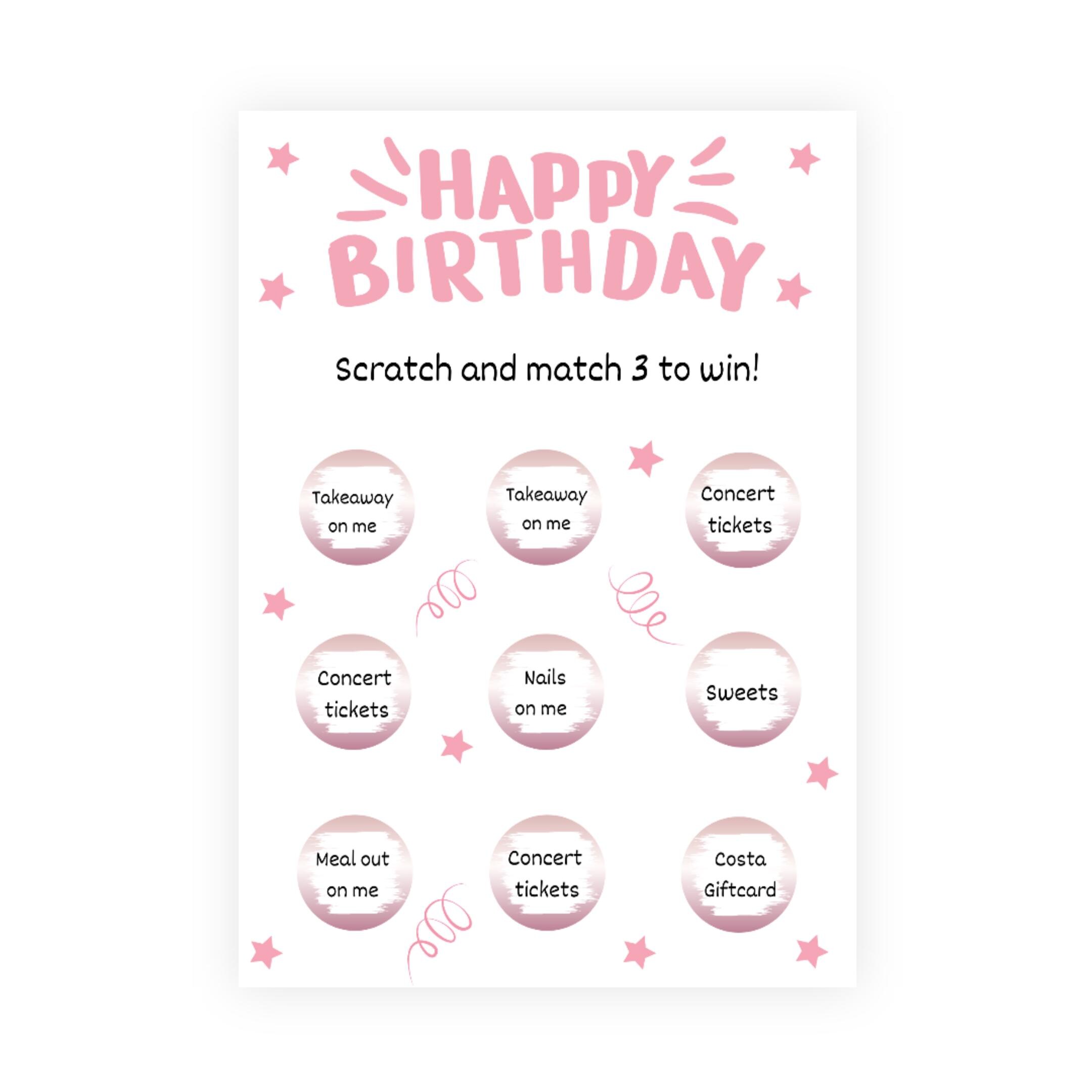 Birthday Scratch and Match Gift Card, Happy Birthday , Scratch and ...