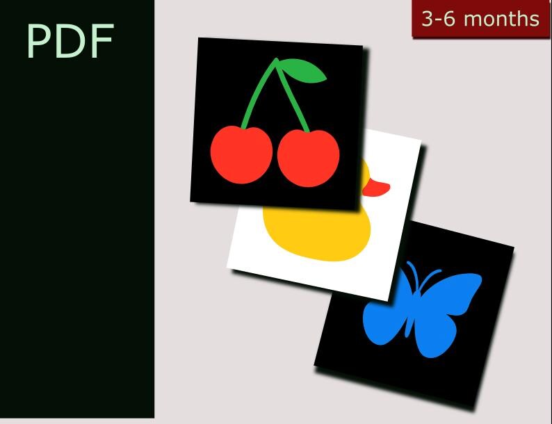 48 Printable Infant Visual Stimulation Cards – High Contrast + Color ...