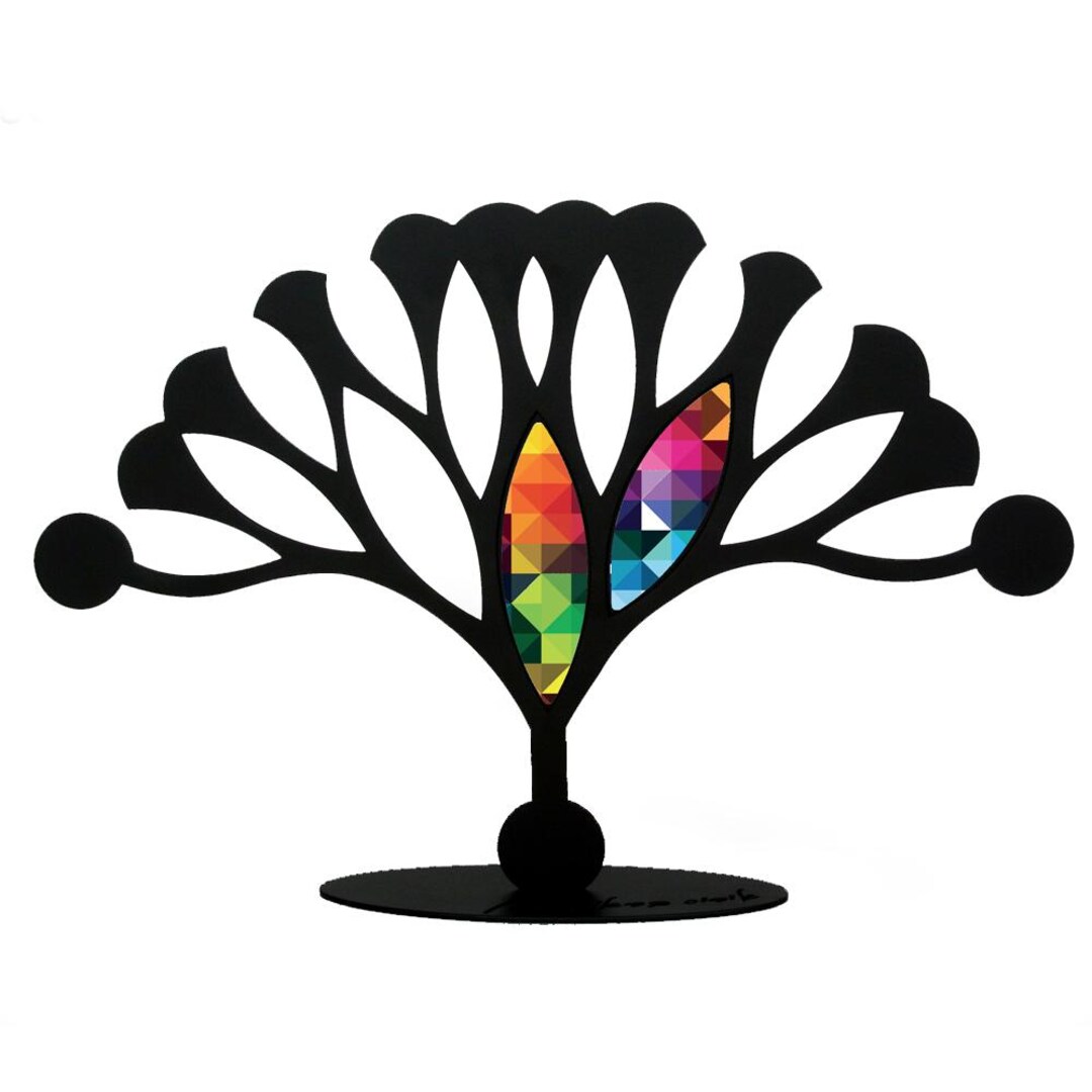 Modern Black Metal Tree of Life Sculpture: Geometric Inlay Decor - Etsy