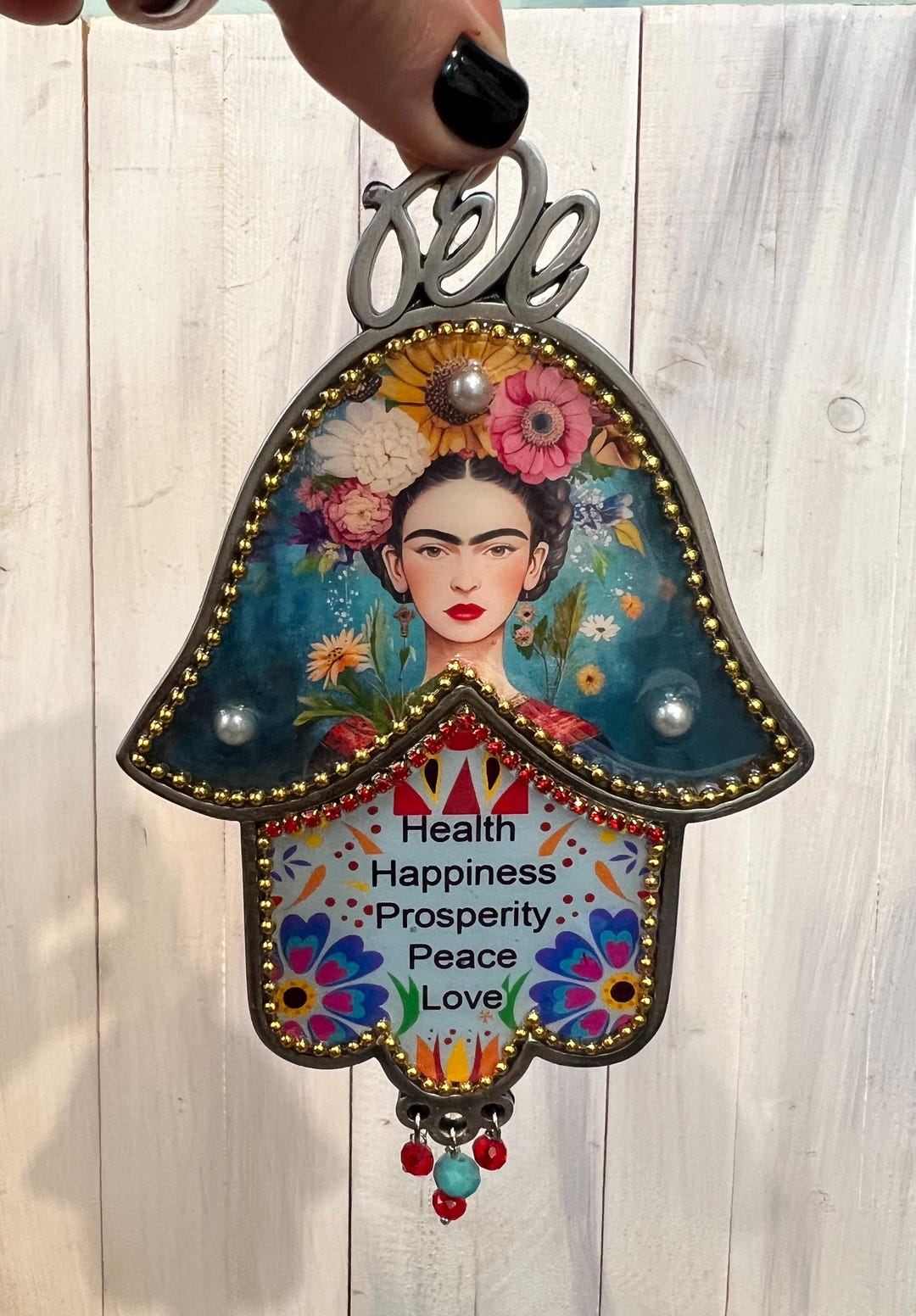 Frida Kahlo Hamsa Colorful Hand of Fatima. Protection and Luck Charm ...