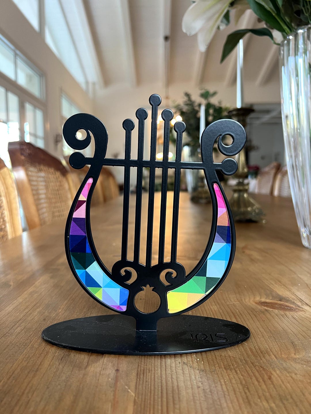 King David’s Harp Sculpture – Modern Judaica With Colorful Kaleidoscope ...
