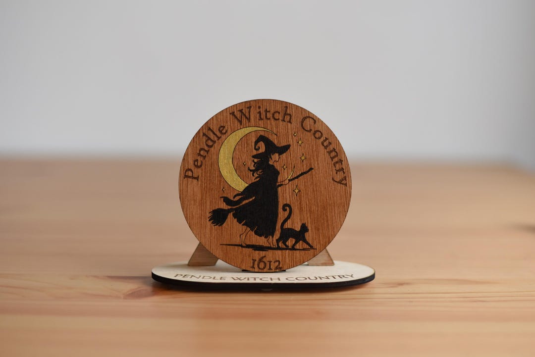 Hand Painted Single Pendle Witch Coaster With Gold Painted Moon and ...