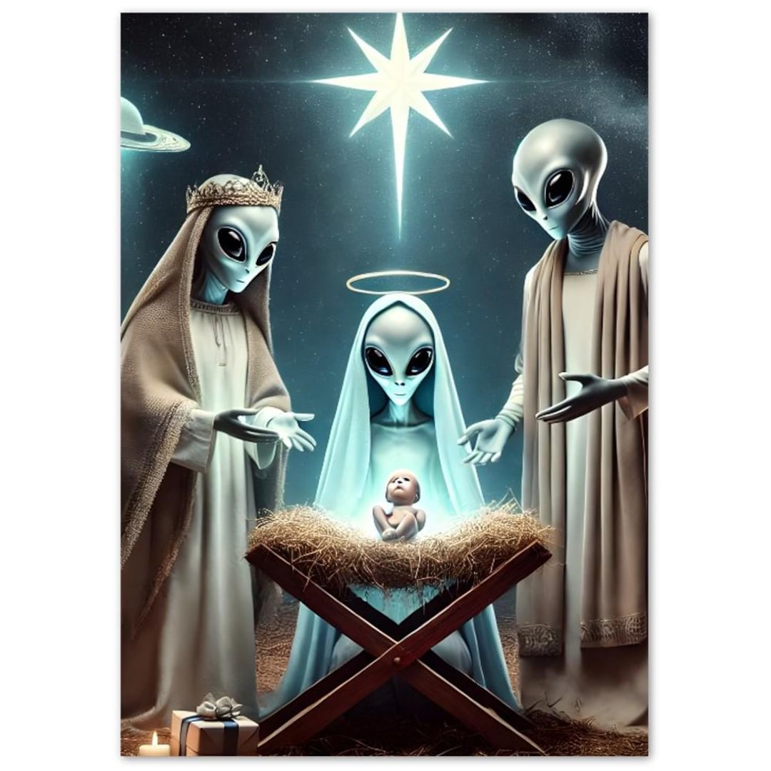 Alien Nativity Pack of 10 Greeting Cards EU & Row - Etsy
