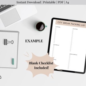 Printable City Break Packing Checklist PDF, Pre Filled Holiday Packing ...