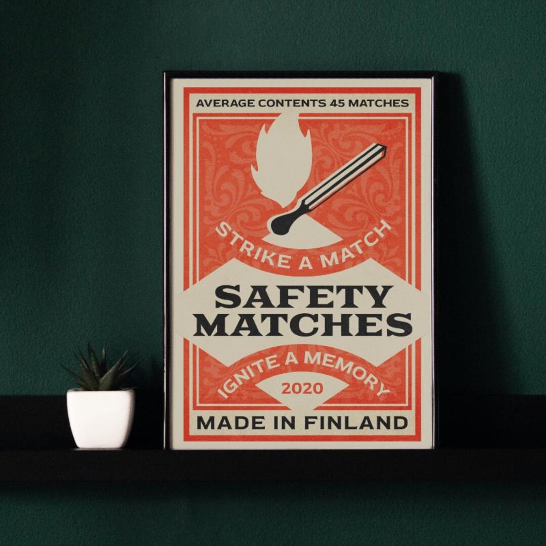 Vintage Safety Match Poster | Wall Art | Home Decor | Retro Artwork ...