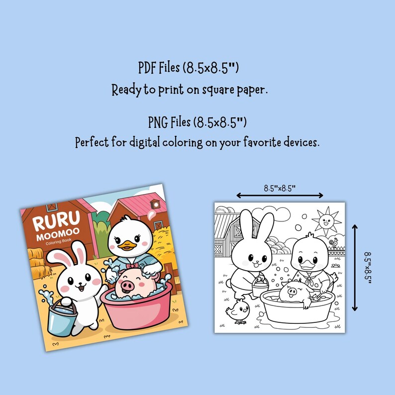 Coloring Pages Digital Coloring Ruru and Momo's Fun Adventures Printable PDF & Digital PNG Files ...