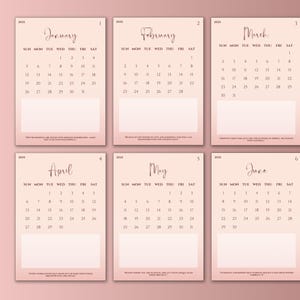 2025 Calendar Pink Minimalist Printable, Monthly Calendar, New Year ...