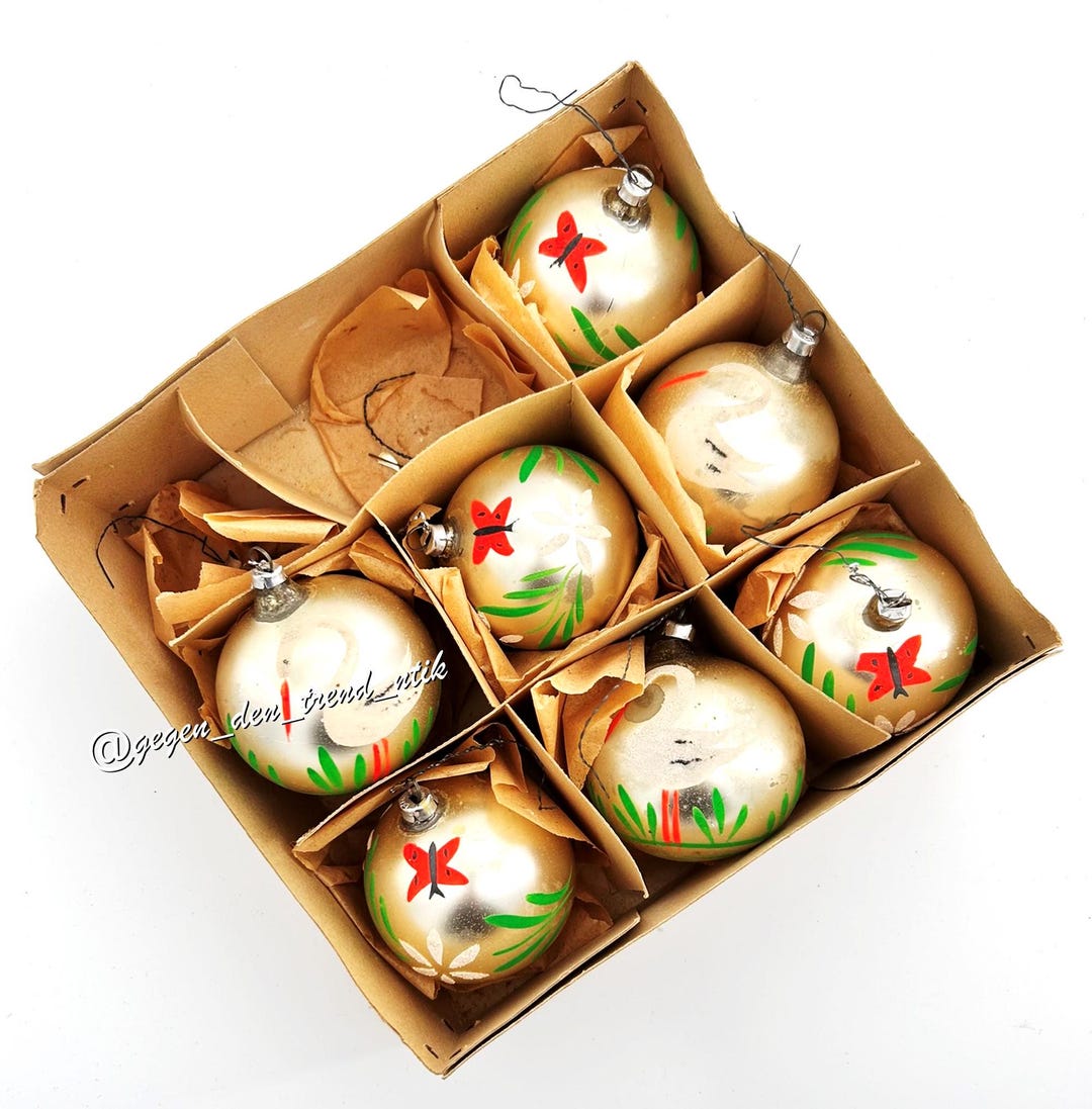 Rare Vintage Mouthblown Glass Balls as Easter Decoration - Hand-painted ...