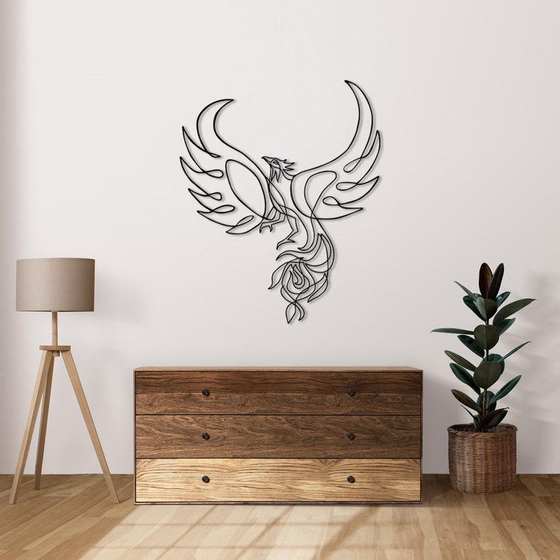 Phoenix Metal Wall Decor, Rebirth Sign, Inspirational Wall Art ...
