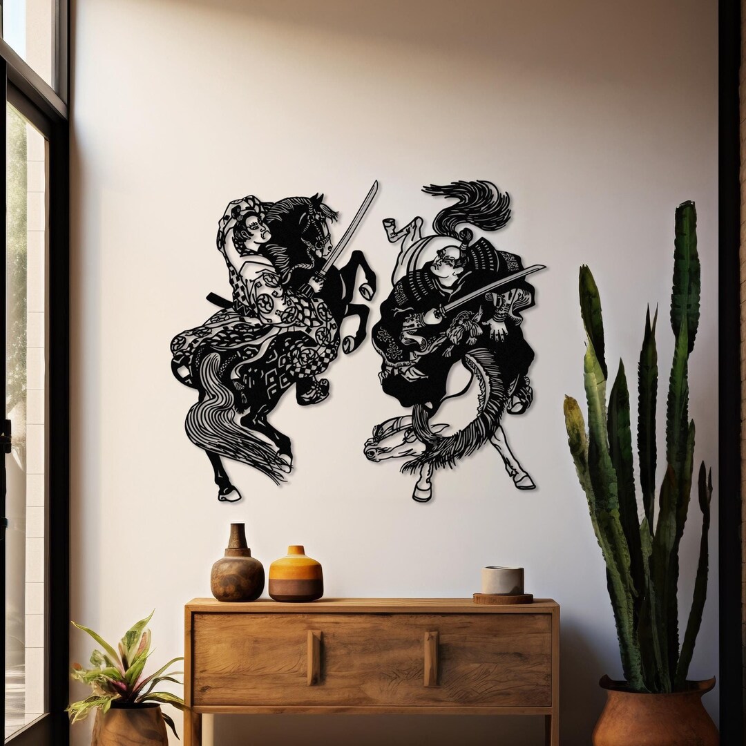 Japanese Samurai Metal Wall Art: Eastern Decor - Etsy