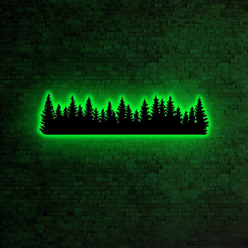 Forest Led Wall Decor, Large Wall Art, Tree Led Wall Sign, Nature ...