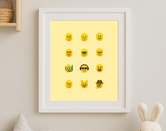 Brick Emoji Poster – Printable A4 Wall Art for Kids Room, Nursery or ...