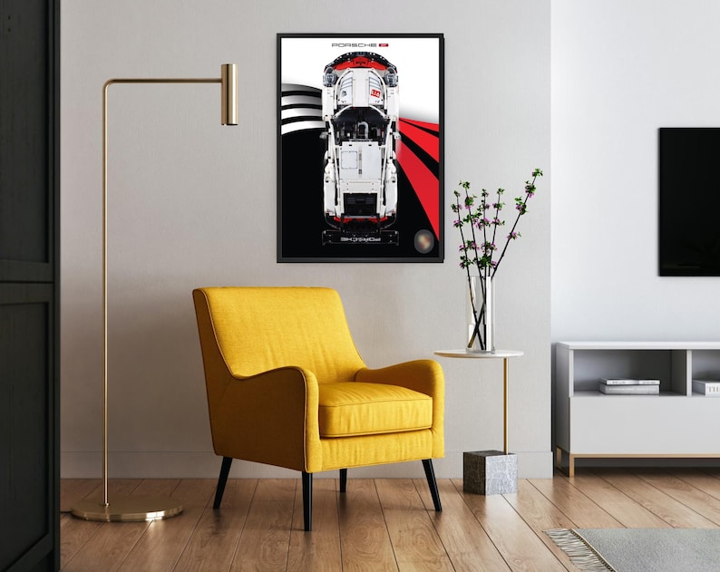 Porsche 911 RSR Poster: Technic 42096 Model Garage Decor (digital ...