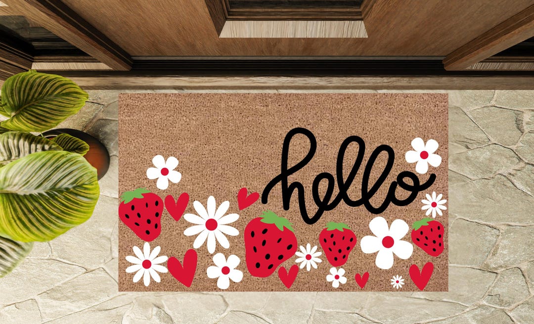 Cute Strawberry Doormat | Kawaii Fruit Doormat | Summer Porch Decor ...