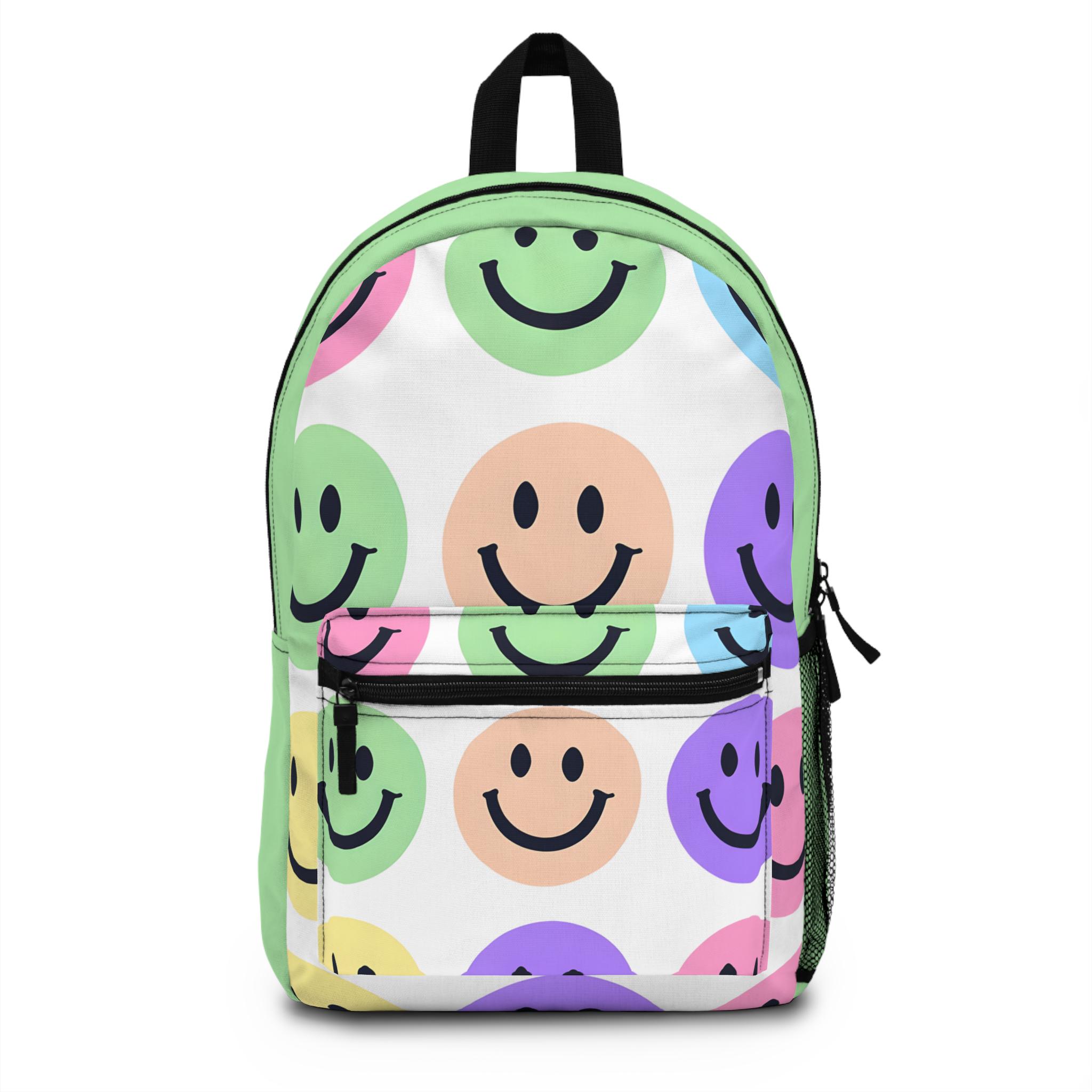 Retro Smiley Face Backpack Colorful 90s Aesthetic Bookbag for School ...