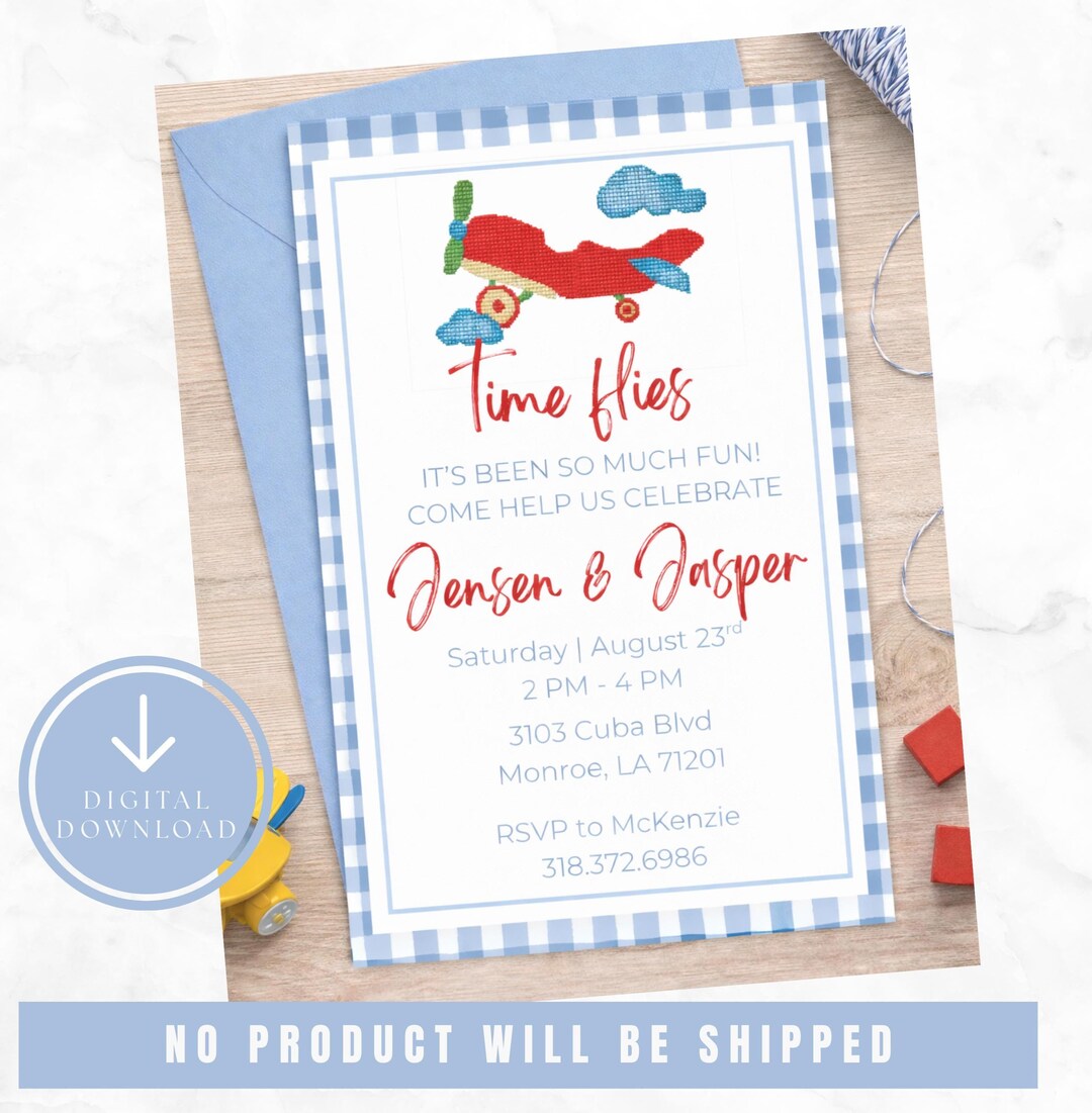Airplane Twins Birthday Party Bundle | Time Flies Party Decor | Instant ...