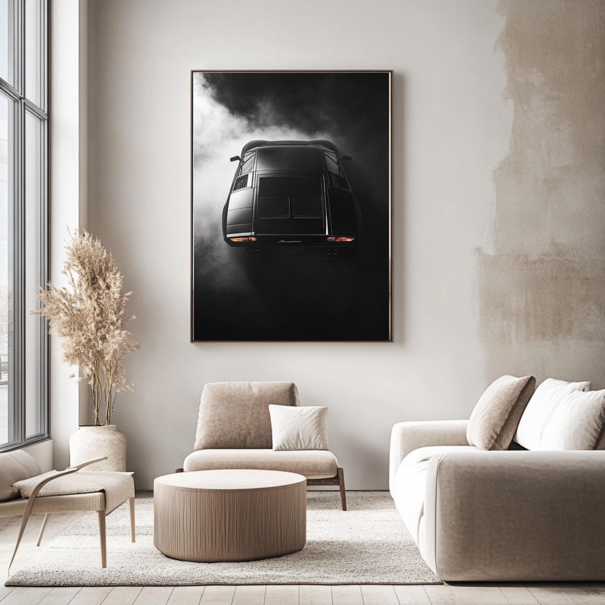 Black Lamborghini Countach Top-down Wall Art | Dramatic Lighting ...